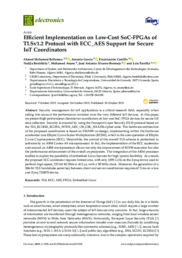 (PDF) Efficient Implementation on Low-Cost SoC-FPGAs of TLSv1.2 Protocol with ECC_AES Support ...