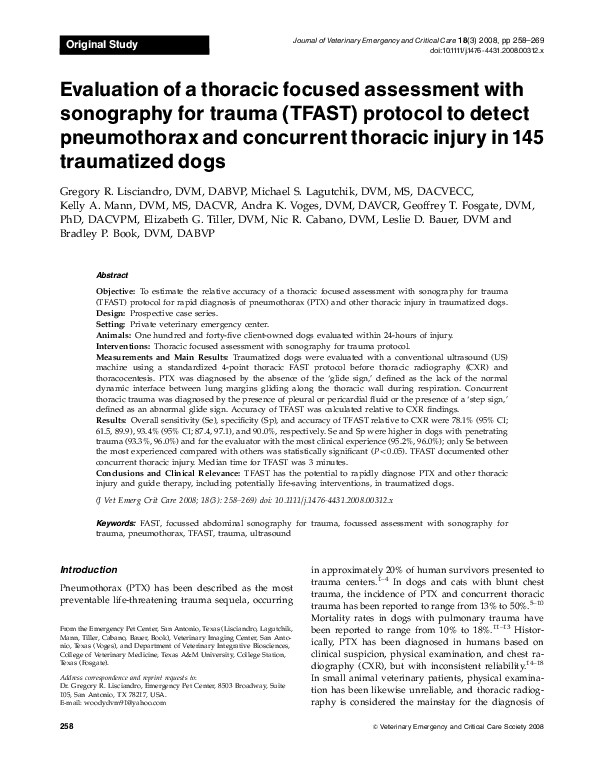 (PDF) Evaluation of a thoracic focused assessment with sonography for ...