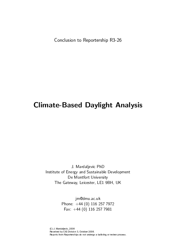 (PDF) Climate-Based Daylight Analysis
