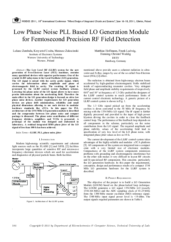 (PDF) Low phase noise PLL based LO generation module for femtosecond ...