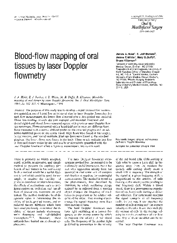 (PDF) Blood-flow mapping of oral tissues by laser Doppler flowmetry