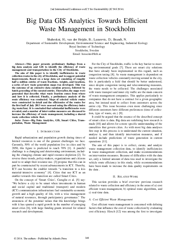 (PDF) Big Data GIS Analytics Towards Efficient Waste Management in ...