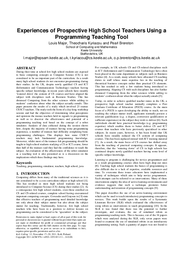 (PDF) Experiences of Prospective High School Teachers Using a ...