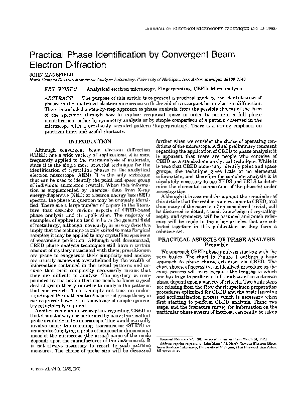 (PDF) Practical phase identification by convergent beam electron ...