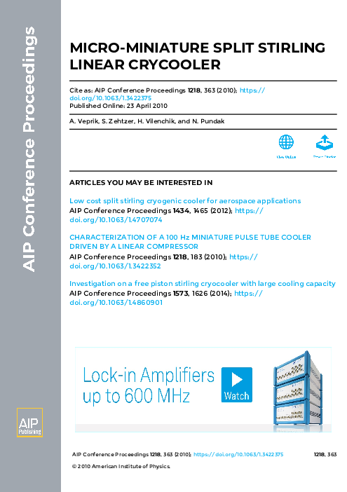 (PDF) Micro-Miniature Split Stirling Linear Crycooler
