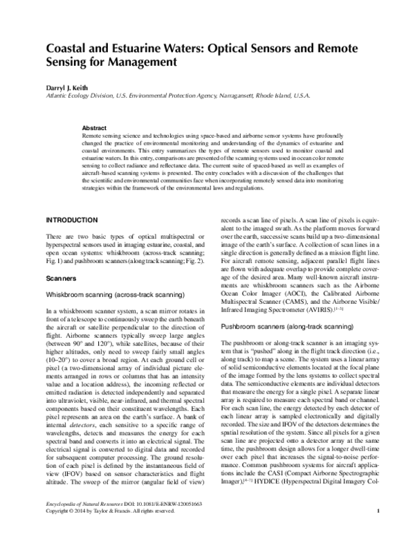 (PDF) Coastal and Estuarine Waters: Optical Sensors and Remote Sensing