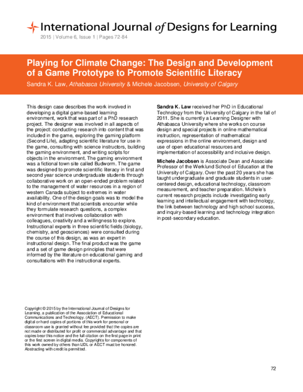 (PDF) Playing for Climate Change: The Design and Development of a Game ...