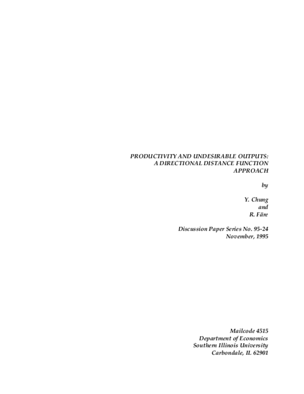 (PDF) Productivity and undesirable outputs: a directional distance function approach