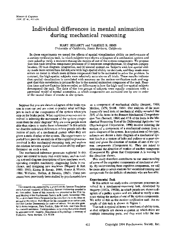 (PDF) Individual differences in mental animation during mechanical ...