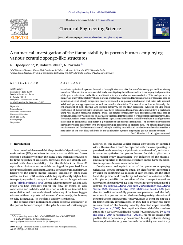 (PDF) A numerical investigation of the flame stability in porous ...