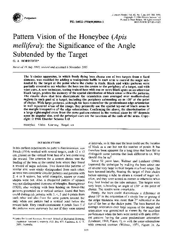 (PDF) Pattern vision of the honeybee ( Apis mellifera): the ...