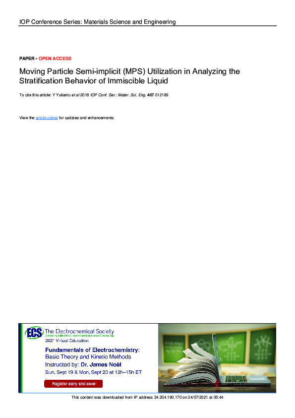 Pdf Moving Particle Semi Implicit Mps Utilization In Analyzing The Stratification Behavior