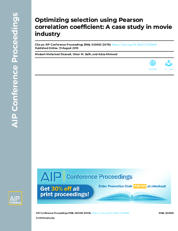 (PDF) Optimizing selection using Pearson correlation coefficient: A ...