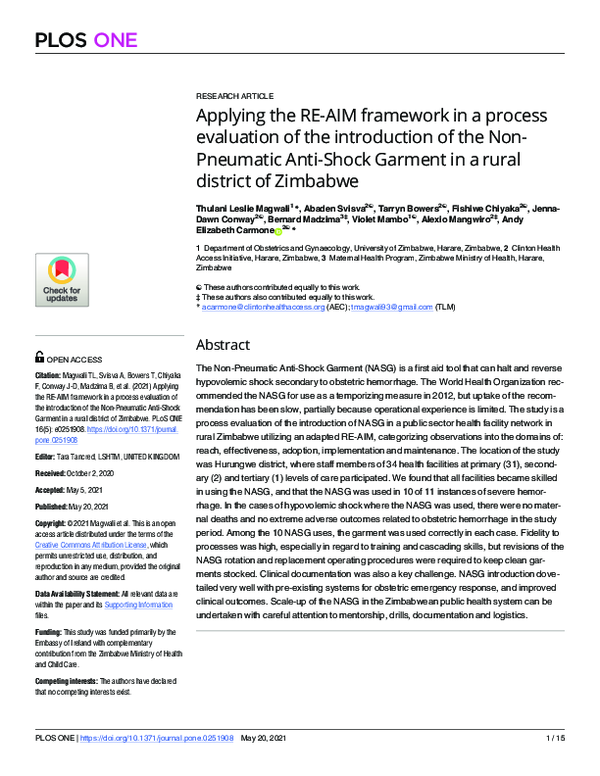 (PDF) Applying the RE-AIM framework in a process evaluation of the introduction of the Non ...