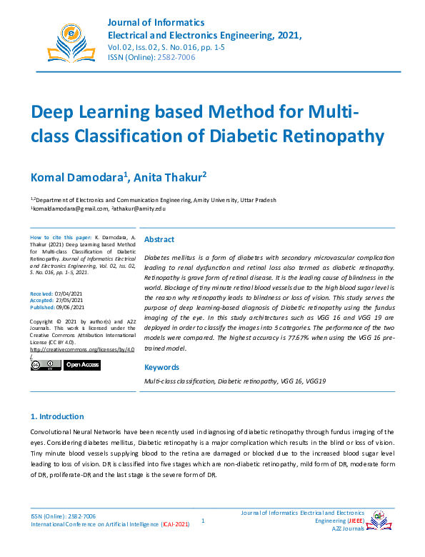 (PDF) Deep Learning based Method for Multiclass Classification of Diabetic Retinopathy