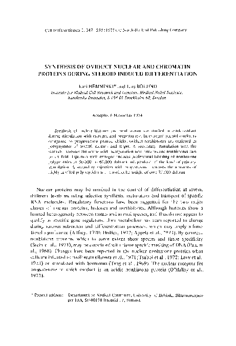 (PDF) Synthesis of oviduct nuclear and chromatin proteins during ...
