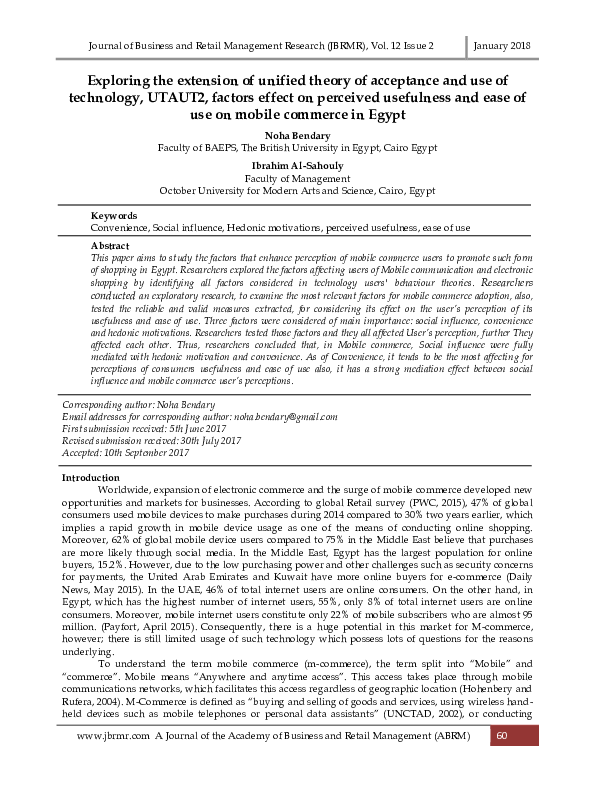 (PDF) Exploring the extension of unified theory of acceptance and use of technology, UTAUT2 ...