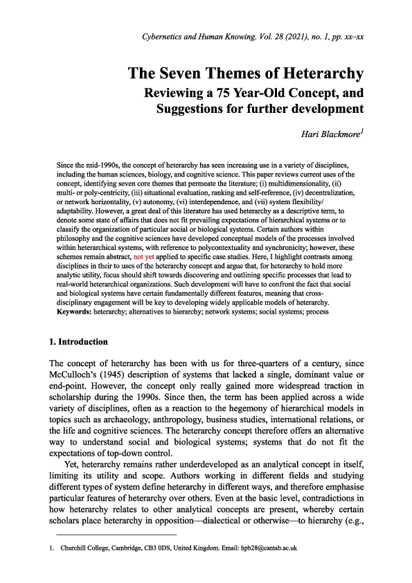 (PDF) The Seven Themes of Heterarchy: Reviewing a 75 Year-Old Concept ...