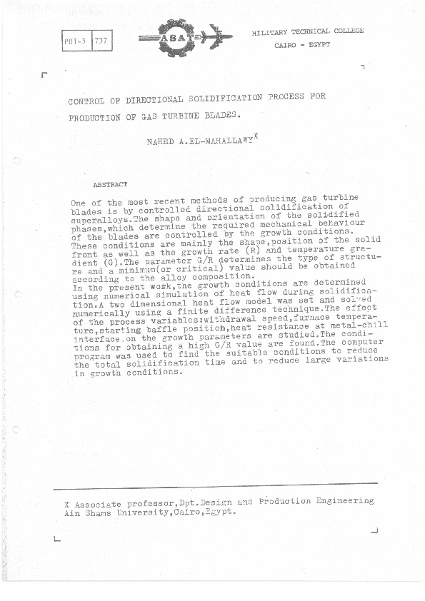 (PDF) Control of Directional Solidification Process for Production of ...