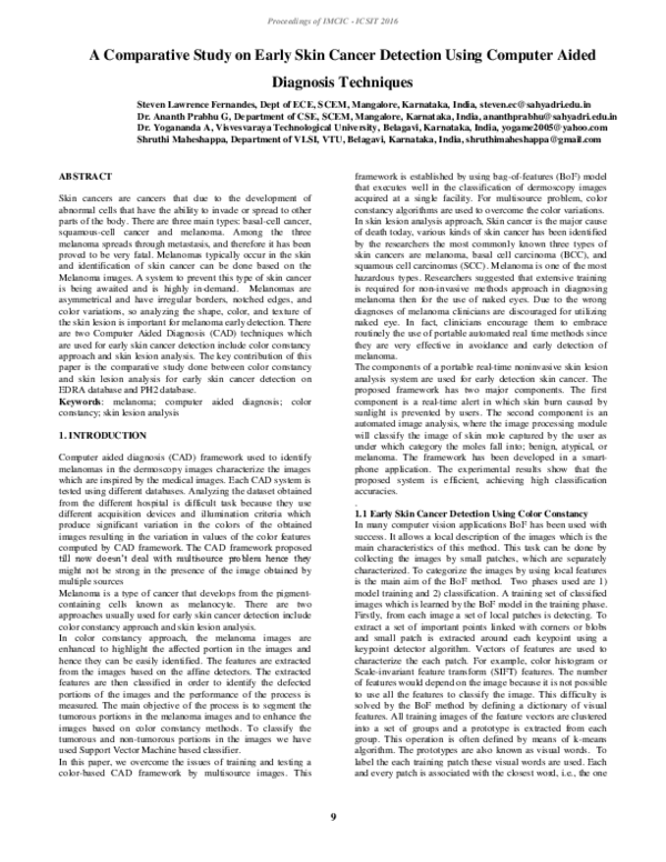 (PDF) Early Skin Cancer Detection Using Computer Aided Diagnosis Techniques