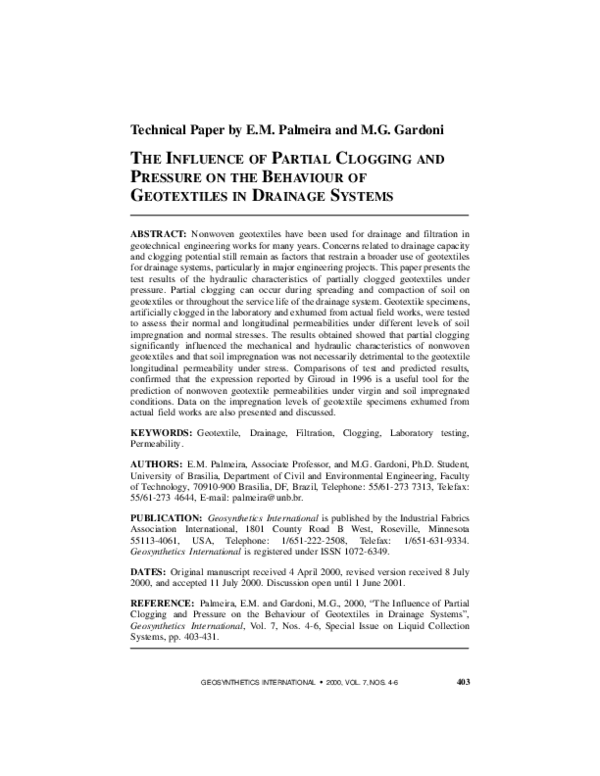 (PDF) Interpretation of the Gradient Ratio Test for Geotextile ...