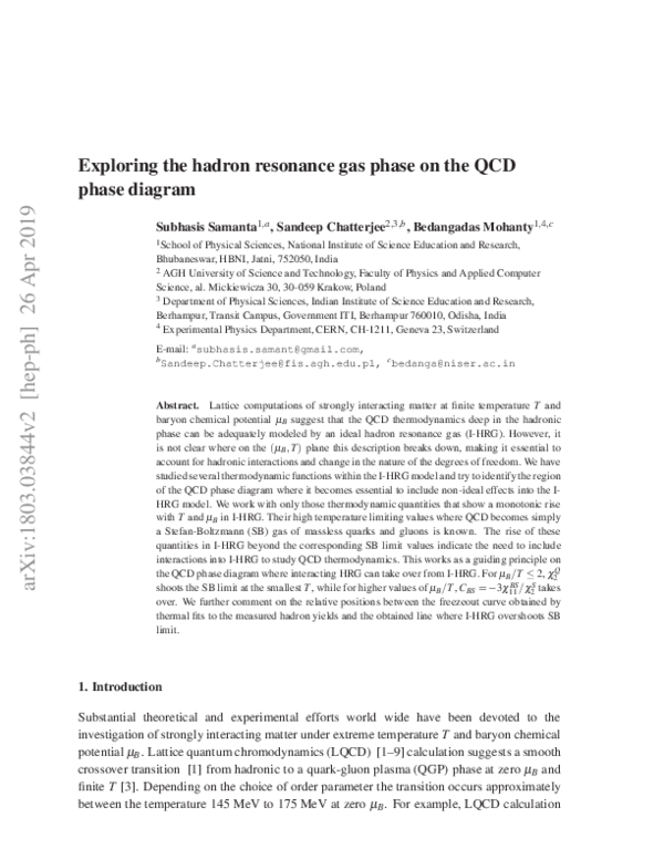 Pdf Exploring The Hadron Resonance Gas Phase On The Qcd Phase Diagram