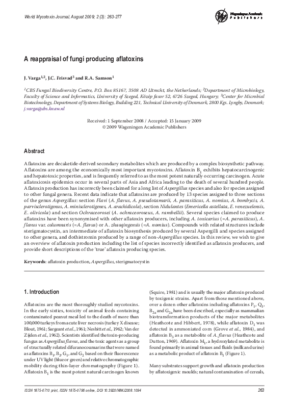 (PDF) A reappraisal of fungi producing aflatoxins