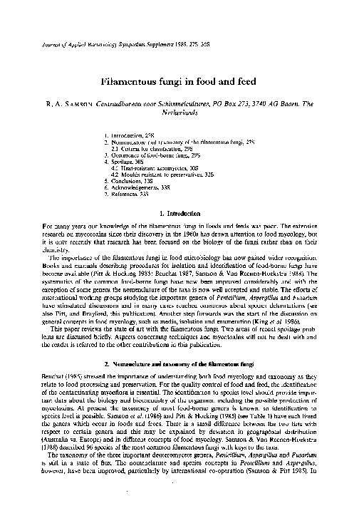 (PDF) Filamentous fungi in food and feed