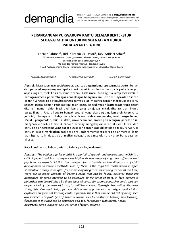 (PDF) Perancangan Purwarupa Kartu Belajar Bertekstur Sebagai Media ...