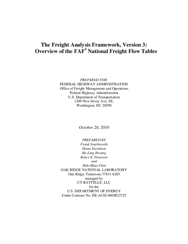 (PDF) The Freight Analysis Framework, Version 3: Overview of the FAF 3 ...