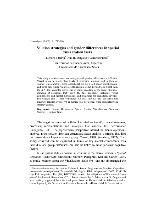 (PDF) Solution strategies and gender differences in spatial ...