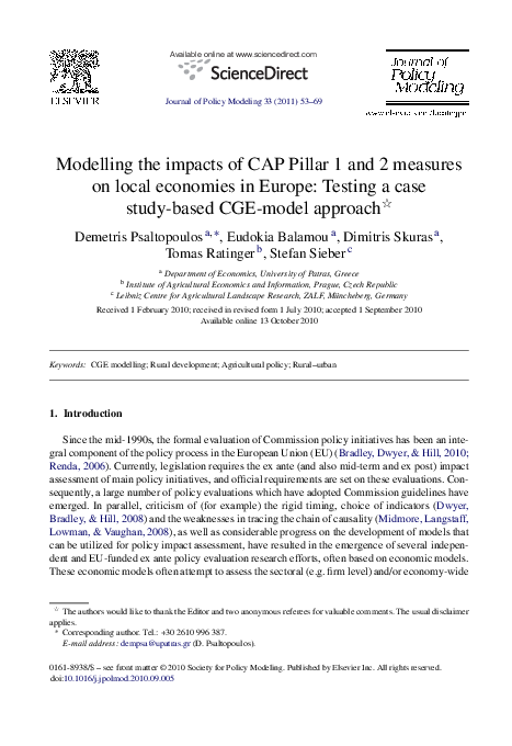 (PDF) Modelling the impacts of CAP Pillar 1 and 2 measures on local ...