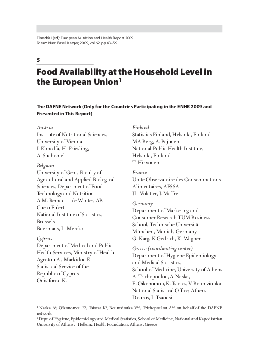 (PDF) 5. Food Availability at the Household Level in the European Union