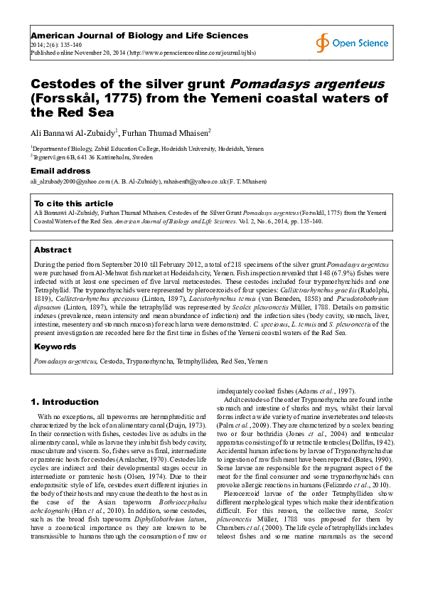 (PDF) Ali Bannawi Al-Zubaidy & Furhan Thumad Mhaisen (2014c). Cestodes ...
