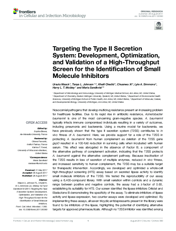 (PDF) Targeting the Type II Secretion System: Development, Optimization ...