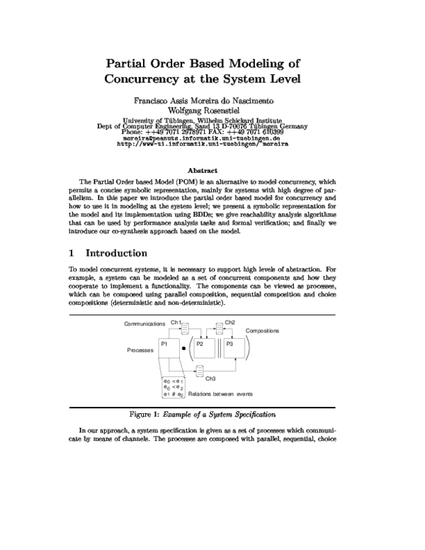 Pdf Partial Order Based Modeling Of Concurrency At The System Level