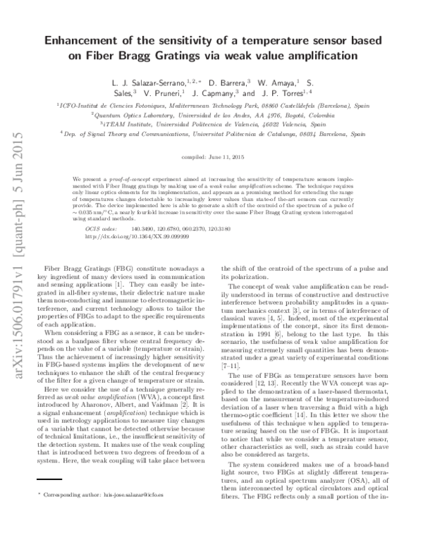 (PDF) Improving Fiber Bragg Grating Sensor Sensitivity