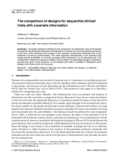 (PDF) The comparison of designs for sequential clinical trials with ...