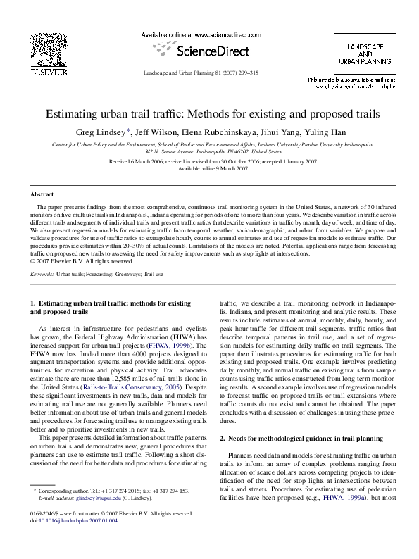 (PDF) Estimating urban trail traffic: Methods for existing and proposed ...