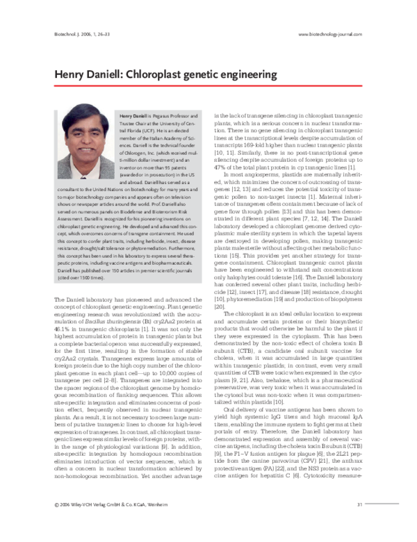 (PDF) Chloroplast Genetic Engineering