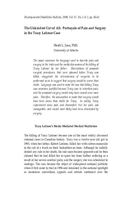 (PDF) The Unkindest Cut of All: Portrayals of Pain and Surgery in the ...