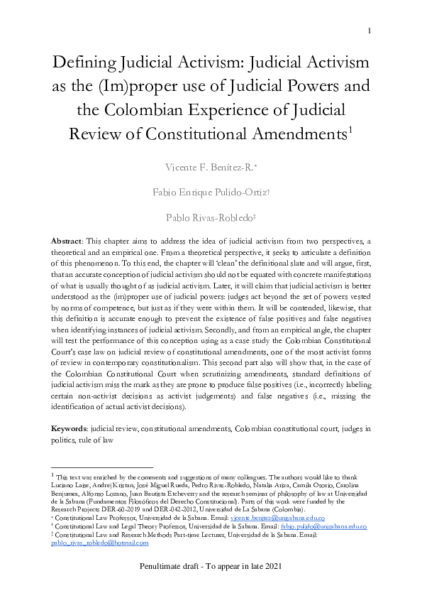 (PDF) Defining Judicial Activism: Judicial Activism as the (Im)proper ...
