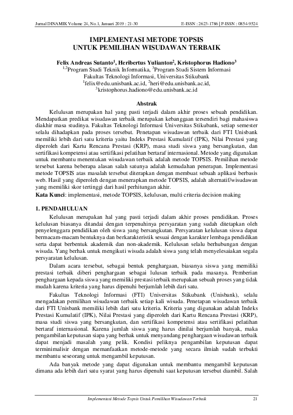 (PDF) Implementasi Metode Topsis Untuk Pemilihan Wisudawan Terbaik