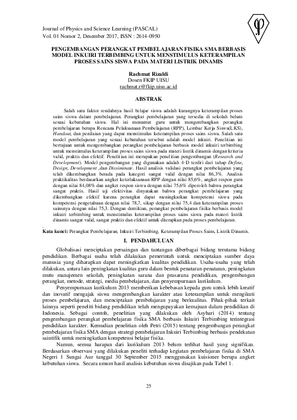 (PDF) Pengembangan Perangkat Pembelajaran Fisika Sma Berbasis Model Inkuiri Terbimbing Untuk ...