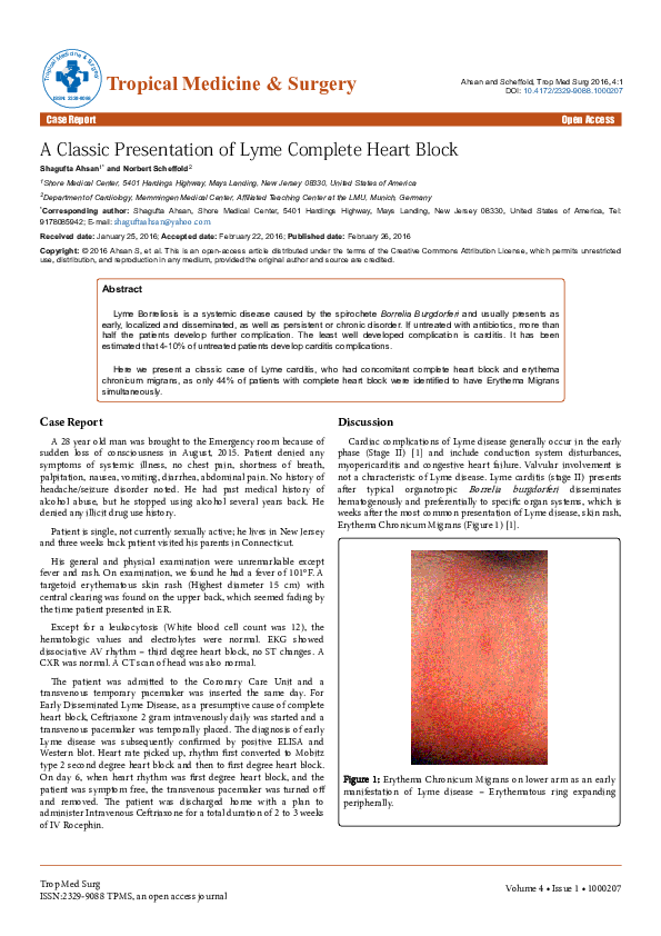 (PDF) A Classic Presentation of Lyme Complete Heart Block