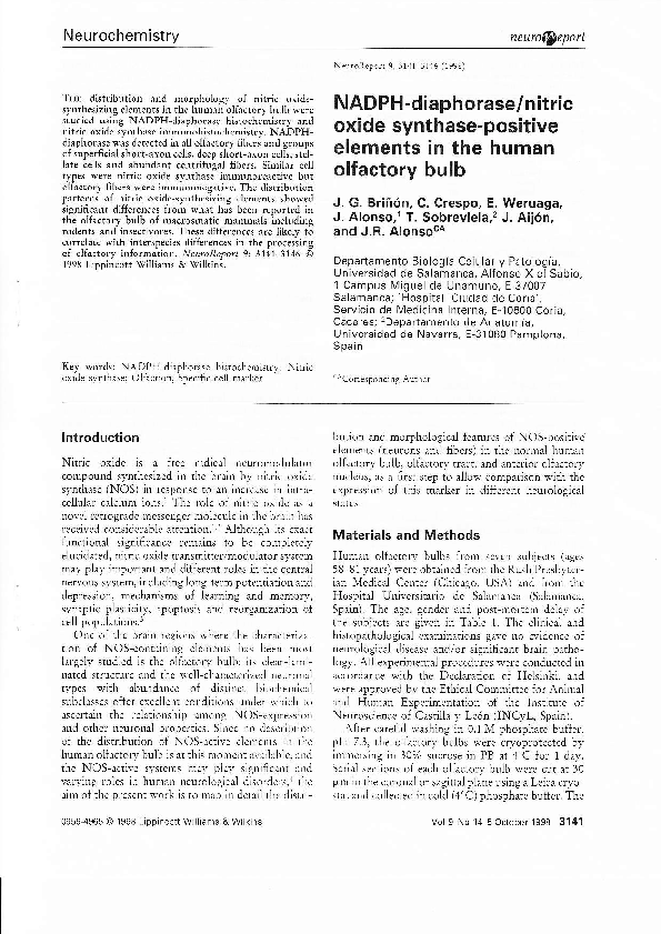 (PDF) NADPH-diaphorase/nitric oxide synthase-positive elements in the ...