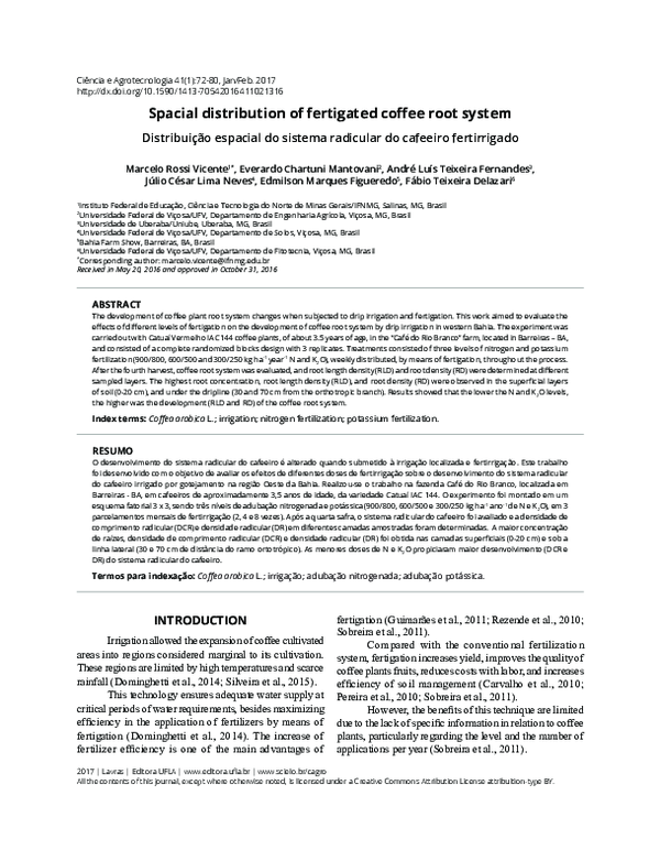 (PDF) Spacial distribution of fertigated coffee root system