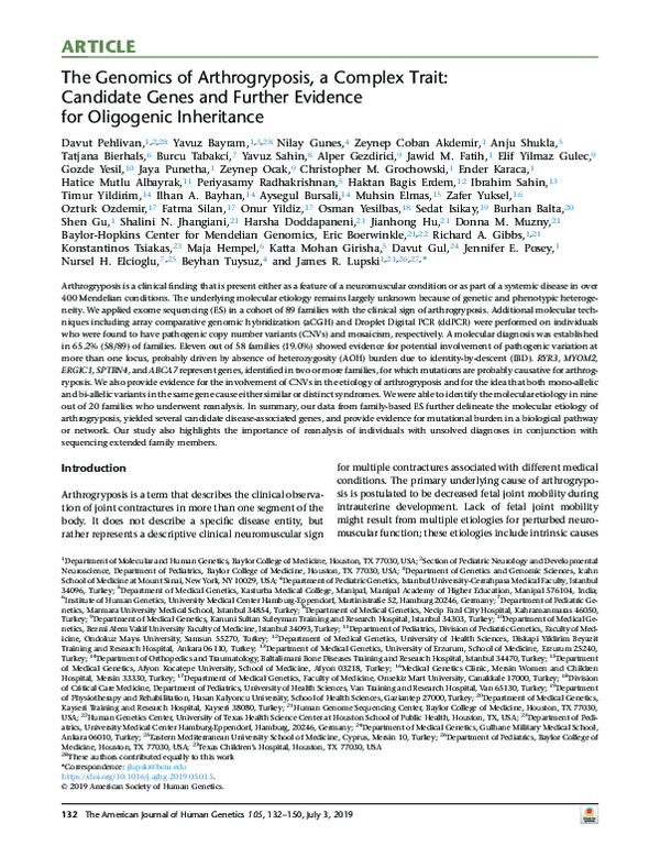 (PDF) The Genomics of Arthrogryposis, a Complex Trait: Candidate Genes ...