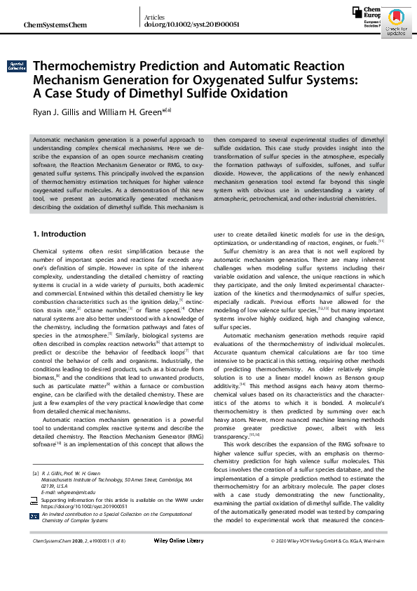(PDF) Thermochemistry Prediction and Automatic Reaction Mechanism ...