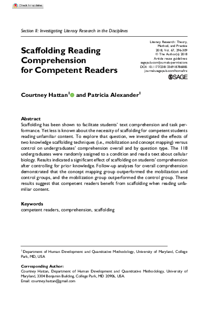 (PDF) Scaffolding Reading Comprehension for Competent Readers